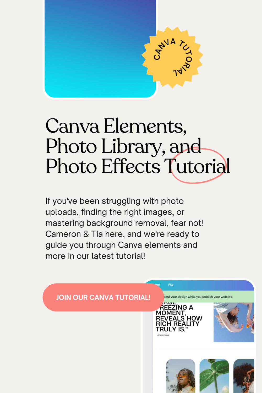 Canva Elements, Photo Library, and Photo Effects Tutorial